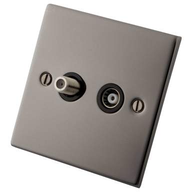 M2 Decorative 1 Gang Satellite and Coaxial Socket Black Insert Black ...