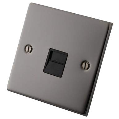 M2 Decorative 1 Gang Secondary Telephone Socket Black Insert Black ...