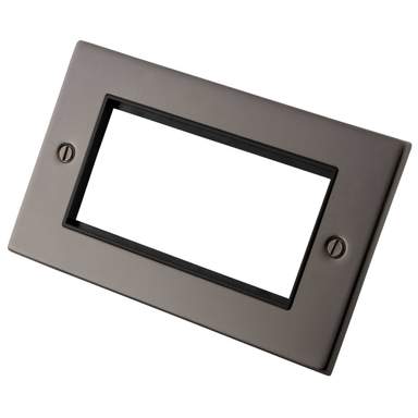 M2 Decorative 2 Gang 4 Euro Module Front Plate Black Insert Black ...