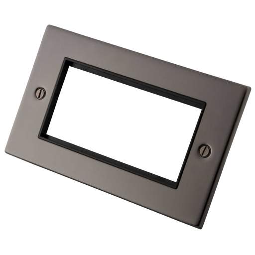 M2 Decorative 2 Gang 4 Euro Module Front Plate Black Insert Black ...