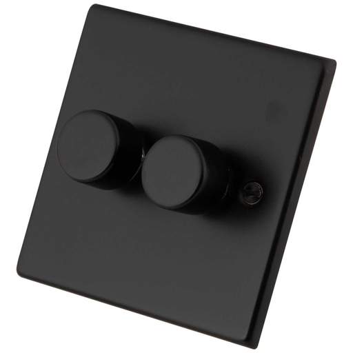 M2 Decorative 400W 2 Gang Leading Edge LED Dimmer Painted Matt Black ...