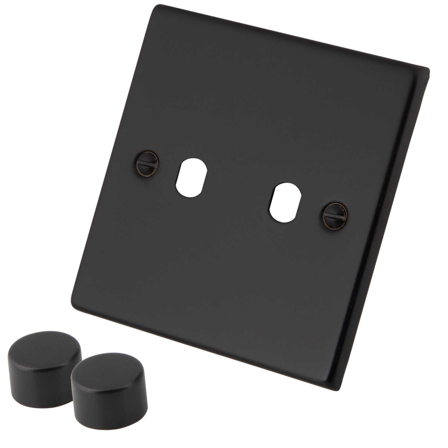 M2 Decorative 2 Gang Unfurnished Dimmer Switch Plate Painted Matt Black ...