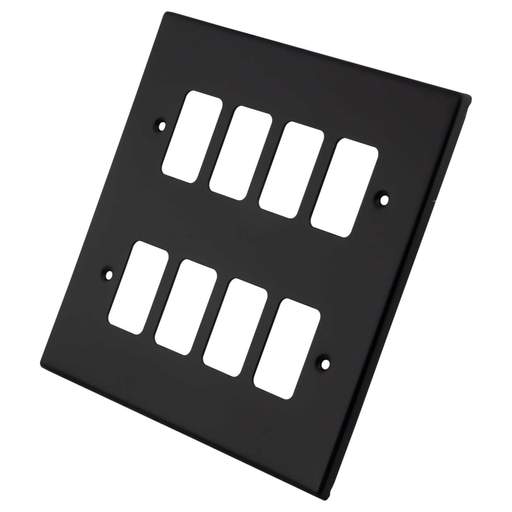 M2 Decorative 8 Gang Grid Front Plate Painted Matt Black (6080-355) | CEF