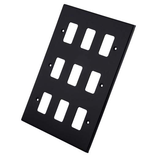 M2 Decorative 9 Gang Grid Front Plate Painted Matt Black (6080-356) | CEF