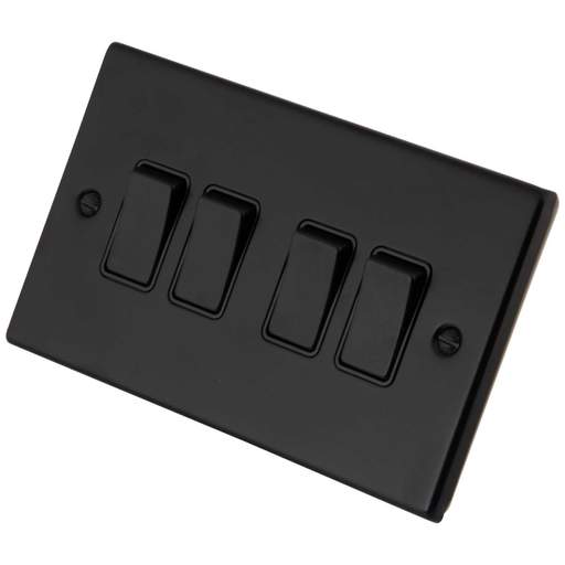 M2 Decorative 10A 4 Gang 2 Way Light Switch Black Insert Painted Matt ...