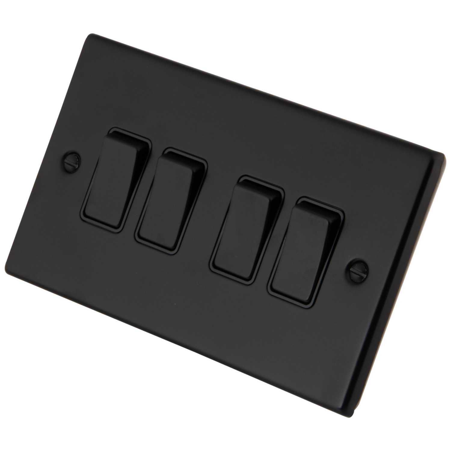 M2 Decorative 10A 4 Gang 2 Way Light Switch Black Insert Painted Matt ...