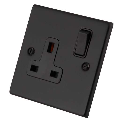 M2 Decorative 13A 1 Gang Switched Socket Black Insert Painted Matt ...