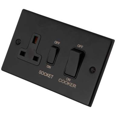 M2 Decorative 45A Cooker Control Unit Black Insert Painted Matt Black ...