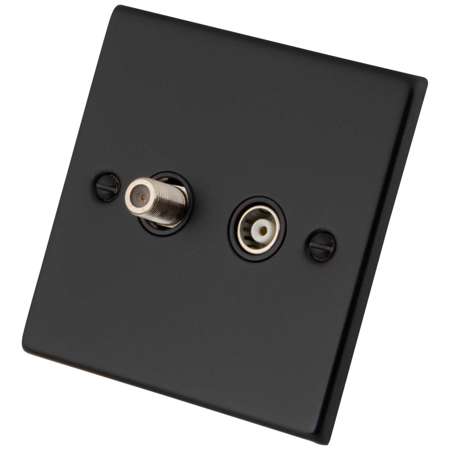 M2 Decorative 1 Gang Satellite and Coaxial Socket Black Insert Painted ...
