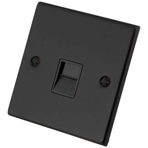 M2 Decorative 1 Gang CAT5E Data Outlet Black Insert Painted Matt Black ...