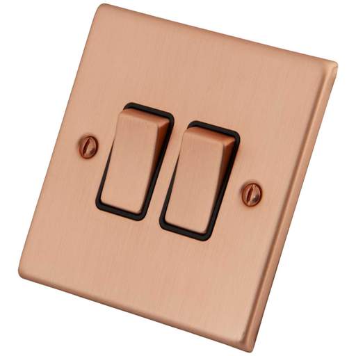 M2 Decorative 10A 2 Gang 2 Way Light Switch Black Insert Copper (6102 ...
