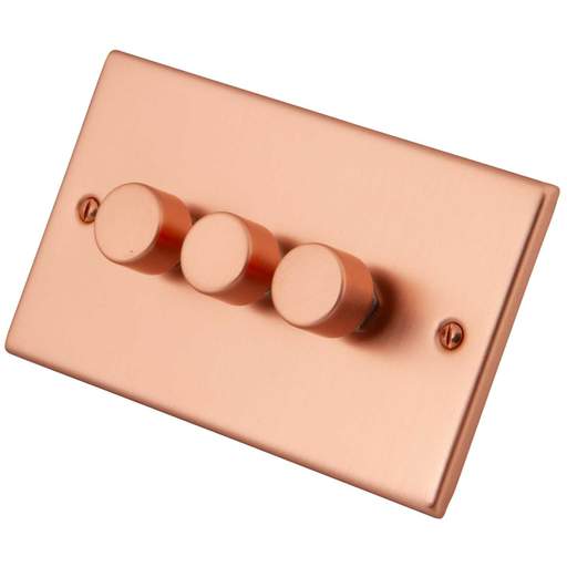 M2 Decorative 400W 3 Gang Leading Edge LED Dimmer Copper (6102-023) | CEF