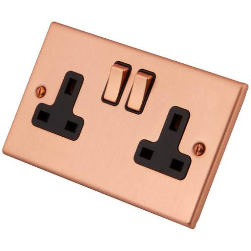 M2 Decorative 13A 2 Gang Switched Socket Black Insert Copper (6102-105 ...