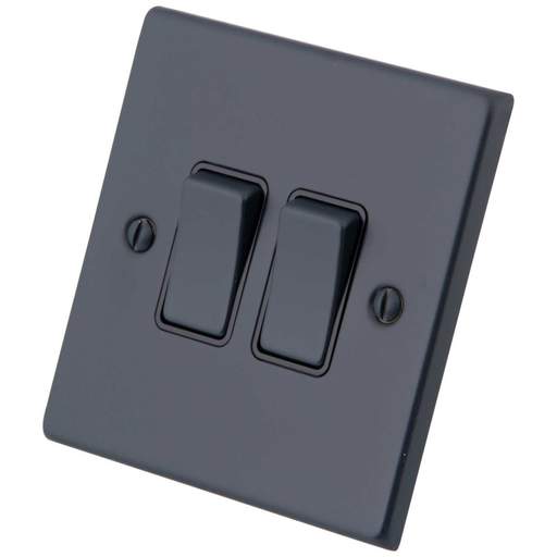 M2 Decorative 10A 2 Gang 2 Way Light Switch Black Insert Granite Blue ...