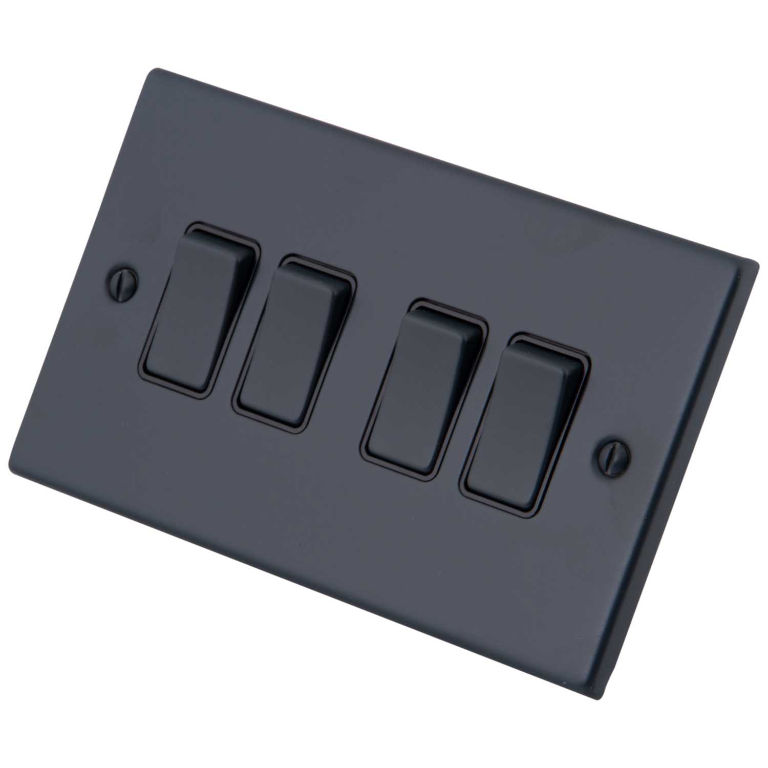 M2 Decorative 10A 4 Gang 2 Way Light Switch Black Insert Granite blue ...