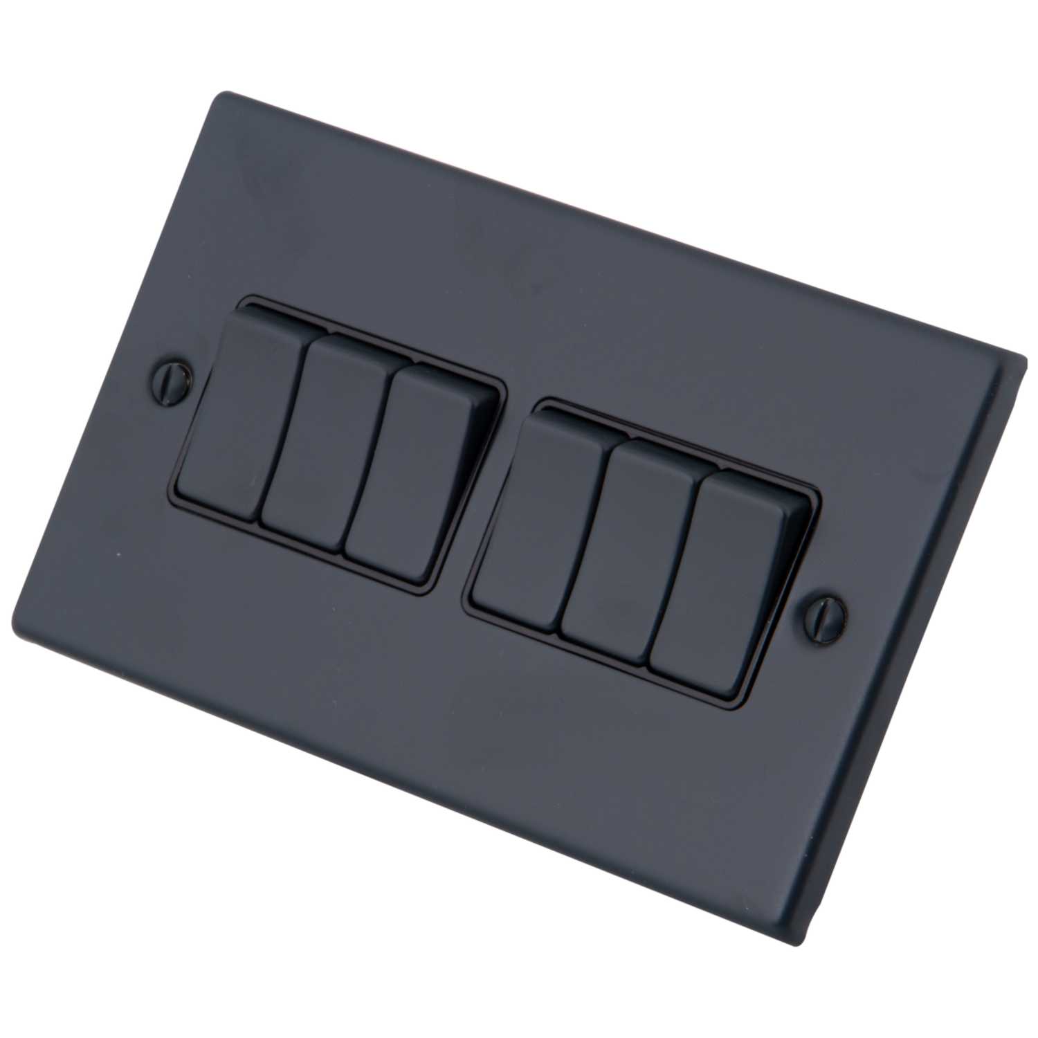 M2 Decorative 10A 6 Gang 2 Way Light Switch Black Insert Granite Blue ...