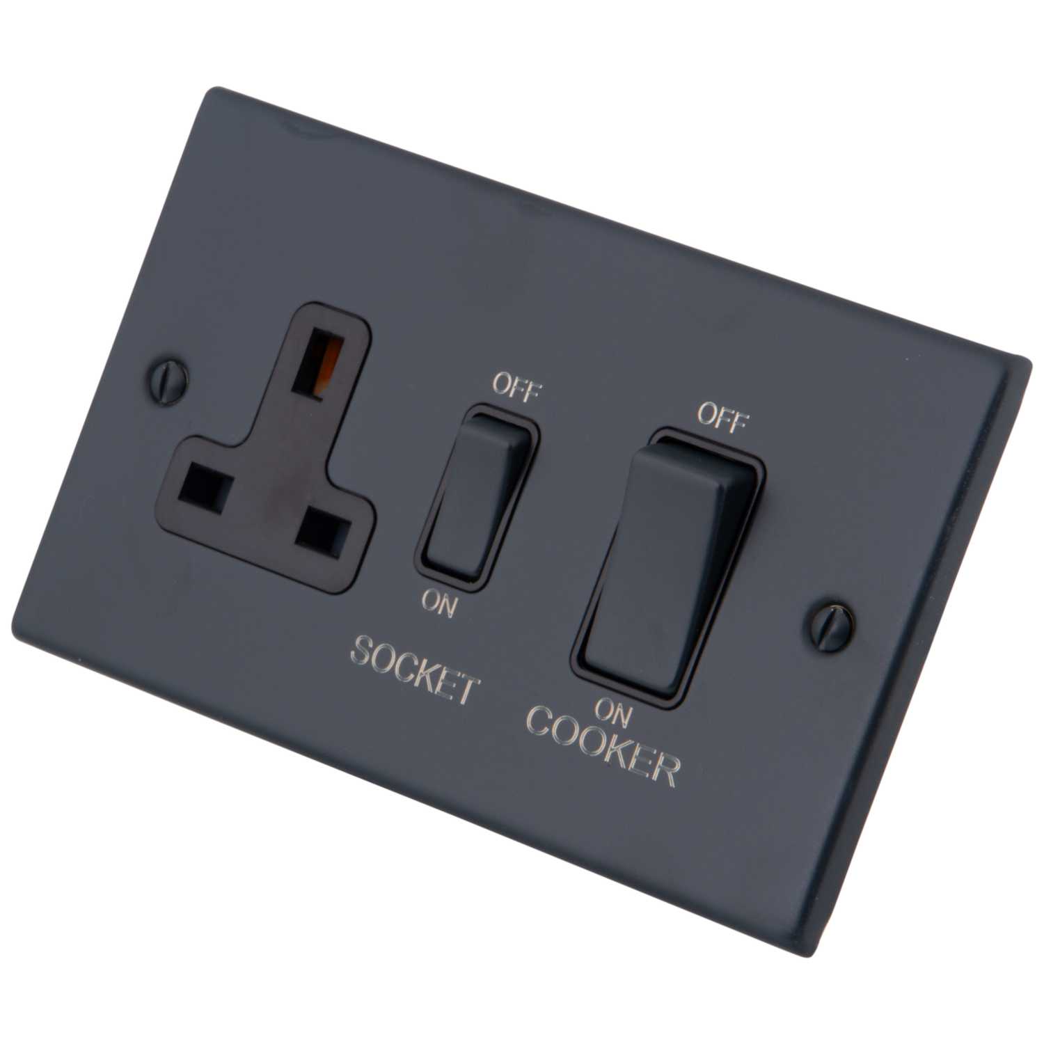 M2 Decorative 45A Cooker Control Unit Black Insert Granite Blue (6103 ...