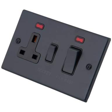 M2 Decorative 45A Cooker Control Unit with Neon Black Insert Granite ...