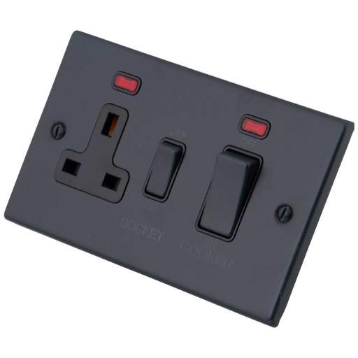 M2 Decorative 45A Cooker Control Unit with Neon Black Insert Granite ...