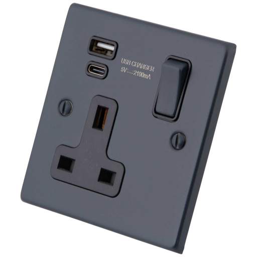 M2 Decorative 13A 1 Gang Socket with 1 x Type A and 1 x Type C USB ...