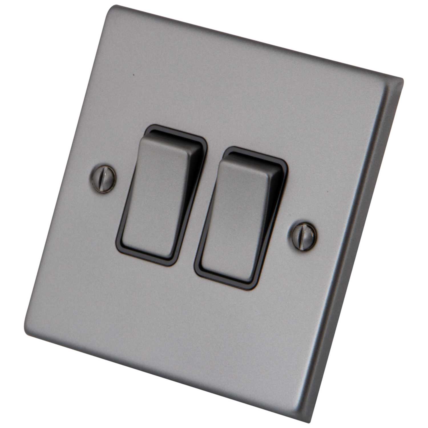 M2 Decorative 10A 2 Gang 2 Way Light Switch Black Insert Gunmetal (6104 ...