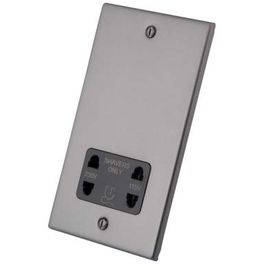 M2 Decorative Dual Voltage Shaver Socket Black Insert Gunmetal (6104 ...