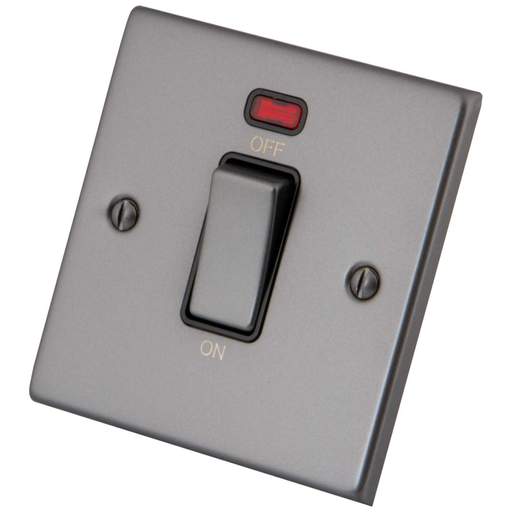 M2 Decorative 45A DP 1 Gang Switch with Neon Black Insert Gunmetal ...