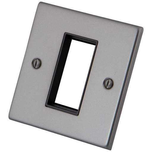 M2 Decorative 1 Gang 1 Euro Module Front Plate Black Insert Gunmetal ...