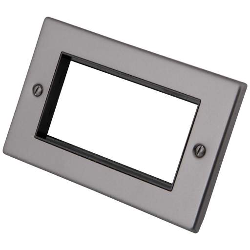 M2 Decorative 2 Gang 4 Euro Module Front Plate Black Insert Gunmetal ...