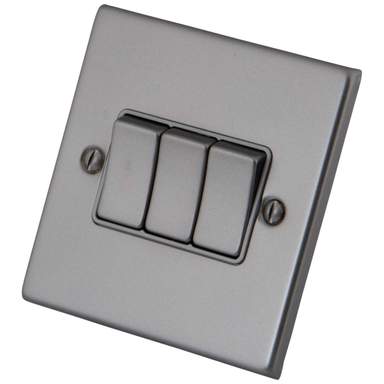 M2 Decorative 10A 3 Gang 2 Way Light Switch Grey Insert Gunmetal (6105 ...
