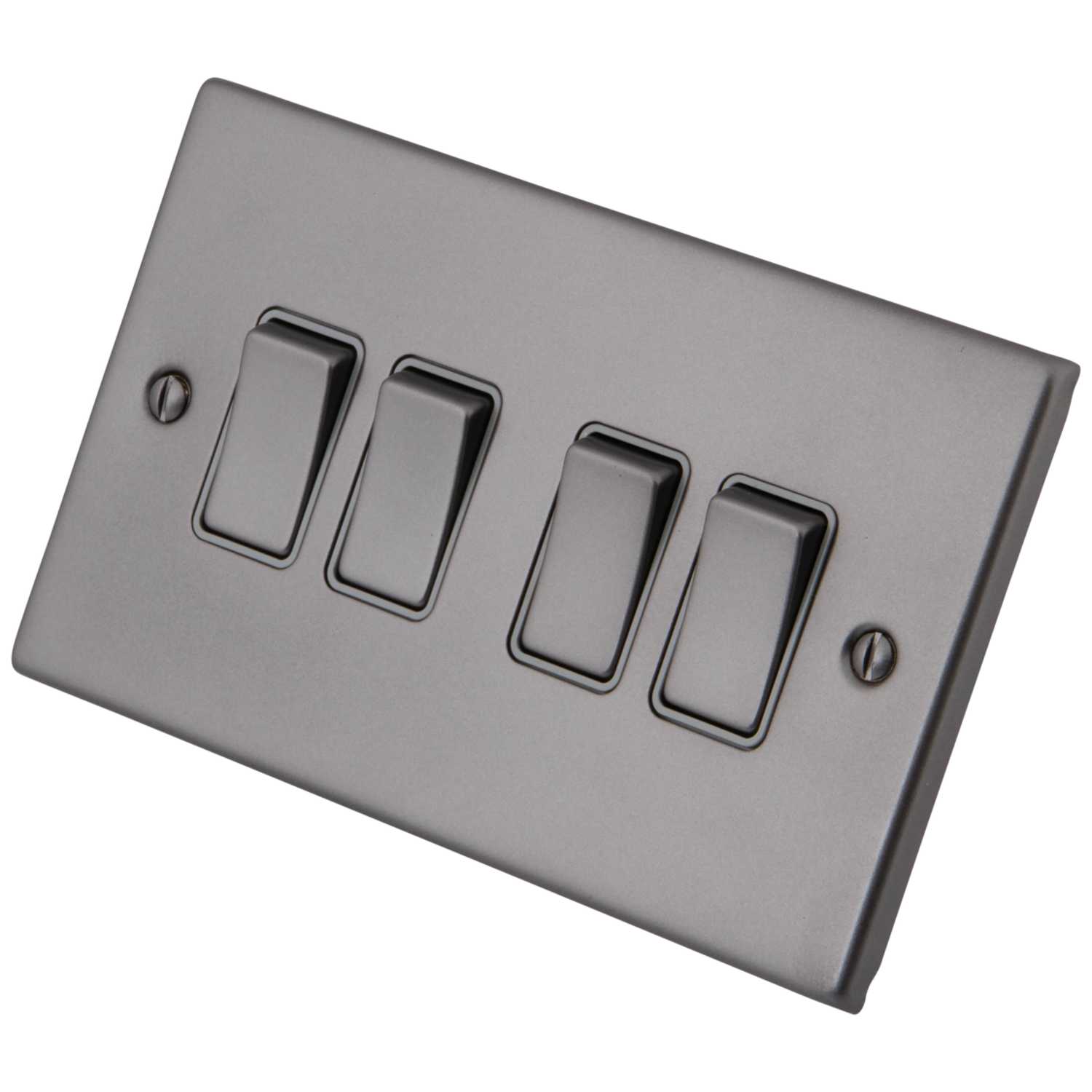 M2 Decorative 10A 4 Gang 2 Way Light Switch Grey Insert Gunmetal (6105 ...