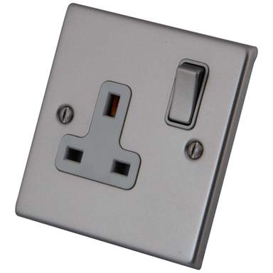 M2 Decorative 13A 1 Gang Switched Socket Grey Insert Gunmetal (6105-103 ...
