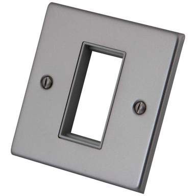 M2 Decorative 1 Gang 1 Euro Module Face Plate Gunmetal Grey Insert ...