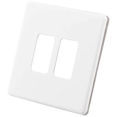 M2 Decorative Screwless 2 Gang Grid Front Plate Painted Matt White ...