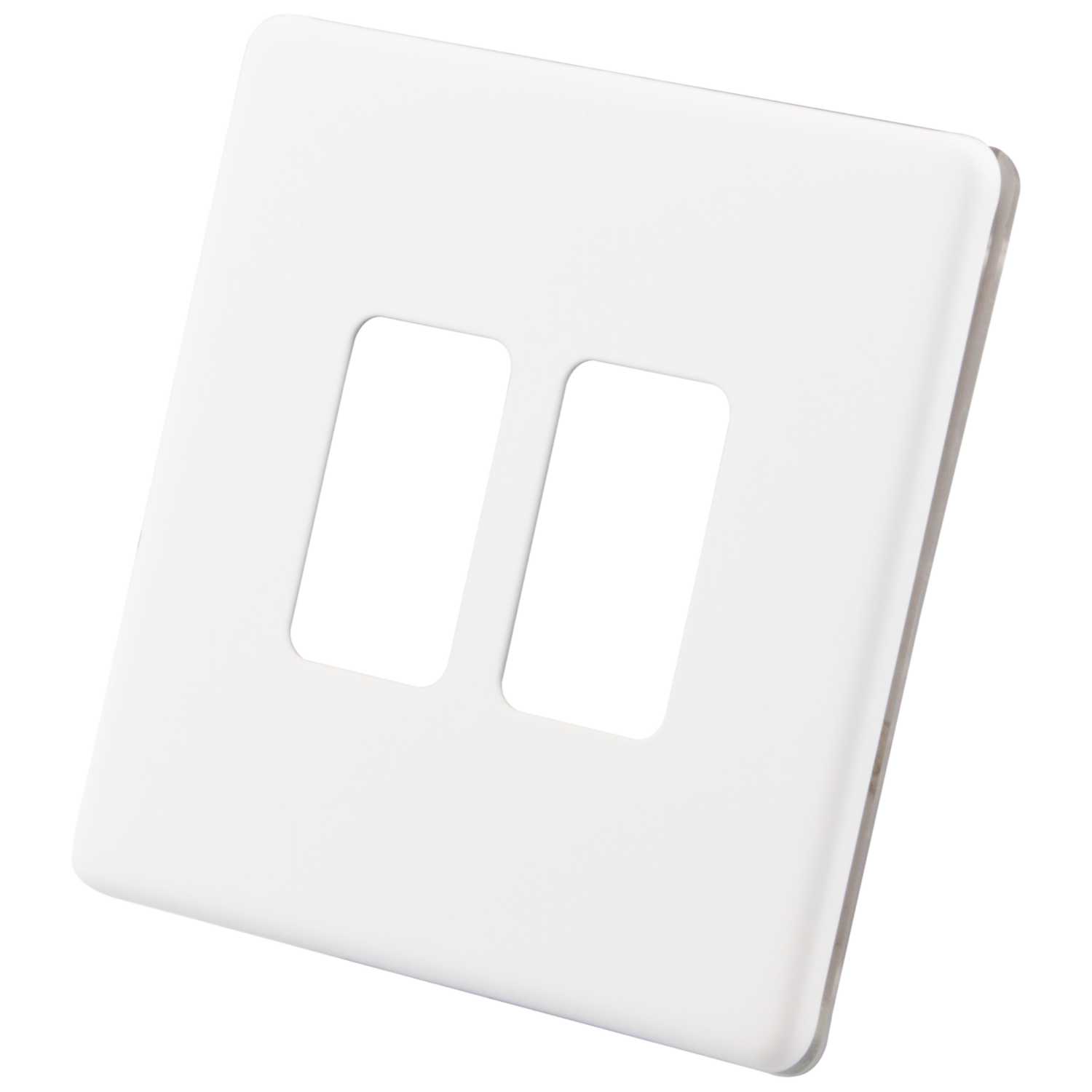 M2 Decorative Screwless 2 Gang Grid Front Plate Painted Matt White ...