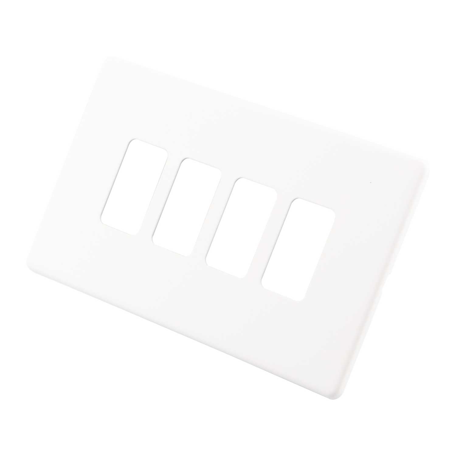 M2 Decorative Screwless 4 Gang Grid Front Plate Painted Matt White ...