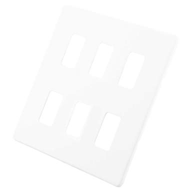 M2 Decorative Screwless 6 Gang Grid Front Plate Painted Matt White ...