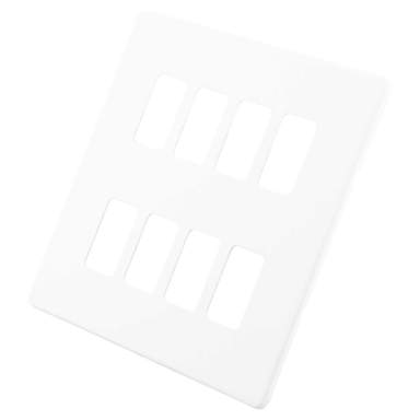 M2 Decorative Screwless 8 Gang Grid Front Plate Painted Matt White ...