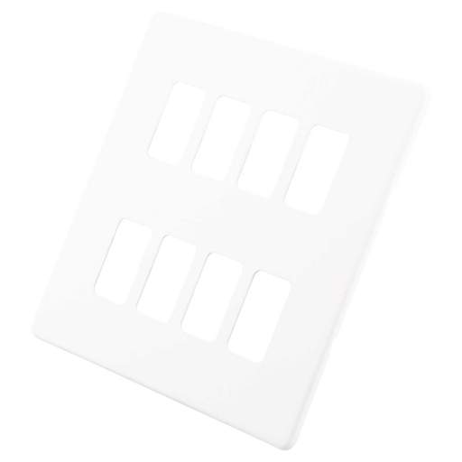 M2 Decorative Screwless 8 Gang Grid Front Plate Painted Matt White ...