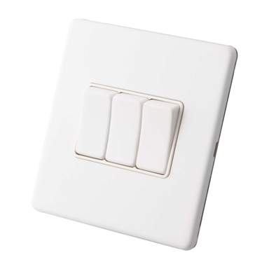 M2 Decorative Screwless 10A 3 Gang 2 Way Light Switch White Insert ...