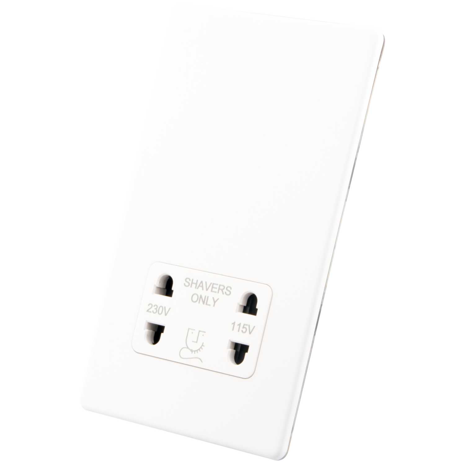 M2 Decorative Screwless Dual Voltage Shaver Socket White Insert Painted ...