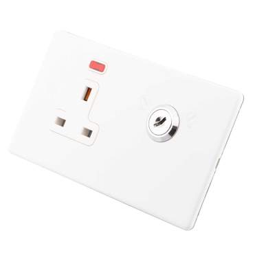 M2 Decorative Screwless 13A DP Key Lockable Socket White Insert Painted ...