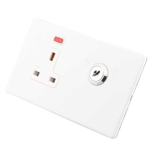 M2 Decorative Screwless 13A DP Key Lockable Socket White Insert Painted ...