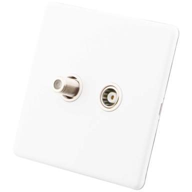 M2 Decorative Screwless 1 Gang Satellite and Coaxial Socket White ...