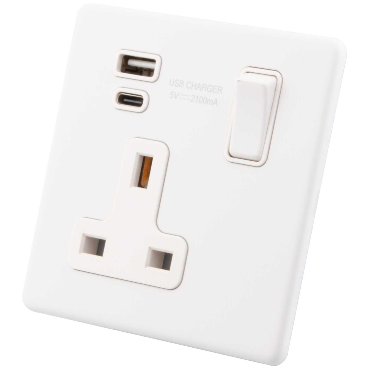 M2 Decorative Screwless 13A 1 Gang Socket with Type A and Type C USB ...