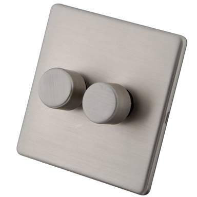M2 Decorative Screwless 400W 2 Gang 2 Way Dimmer Brushed Stainless ...
