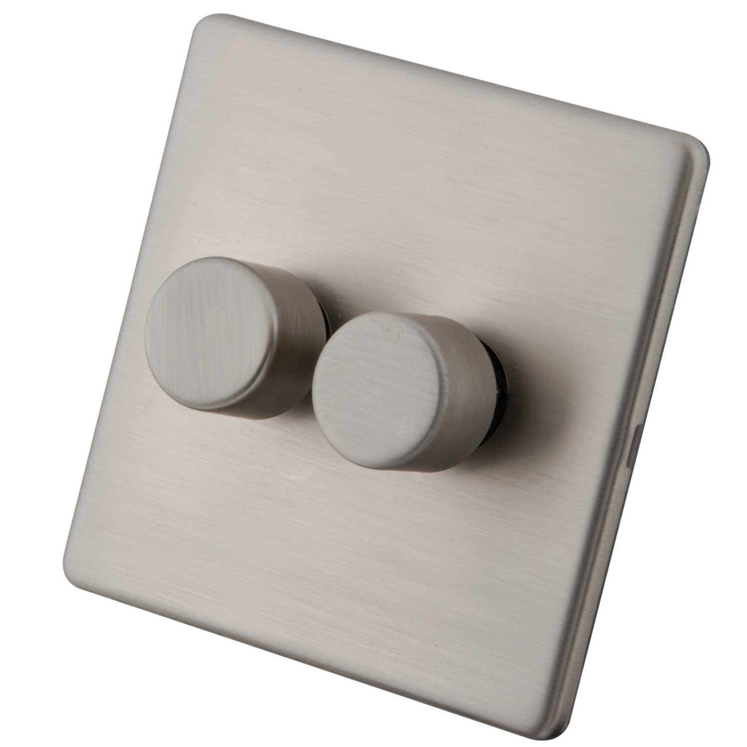 M2 Decorative Screwless 400W 2 Gang 2 Way Dimmer Brushed Stainless ...