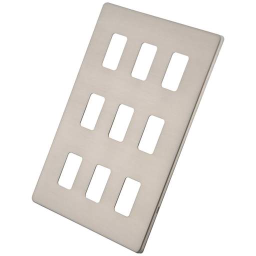 M2 Decorative Screwless 9 Gang Grid Front Plate Brushed Stainless Steel ...