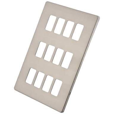 M2 Decorative Screwless 12 Gang Grid Front Plate Brushed Stainless ...