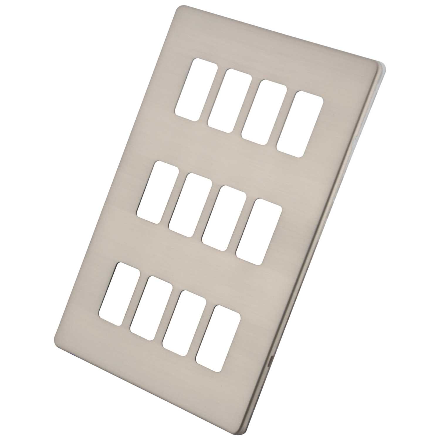 M2 Decorative Screwless 12 Gang Grid Front Plate Brushed Stainless ...